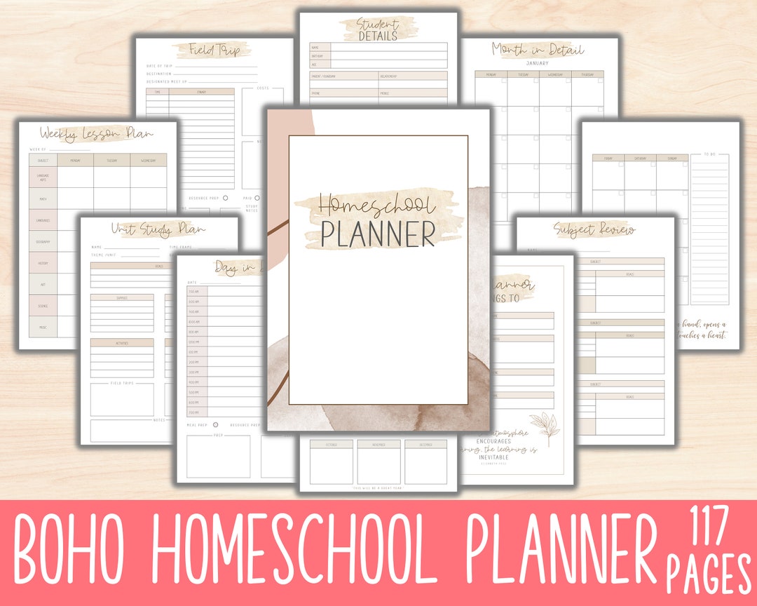 Boho Printable Homeschool Planner Homeschool Organizer - Etsy