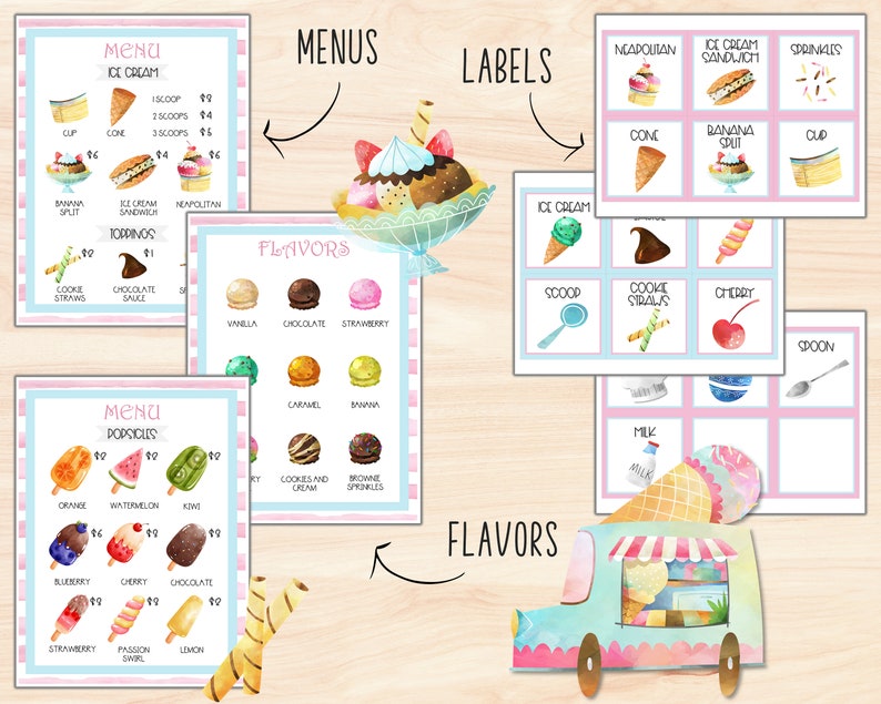 Dramatic Play Printable Ice Cream Parlor, Pretend Play Set, Imaginative ...