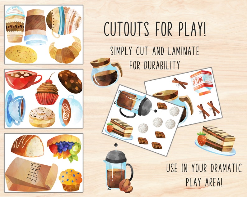 Coffee Shop Dramatic Play Printable Pretend Play Set Cafe - Etsy