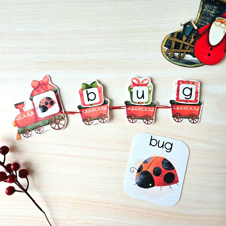 Christmas Train CVC Words Toddler Matching Activity, Prek Kids Fun ...