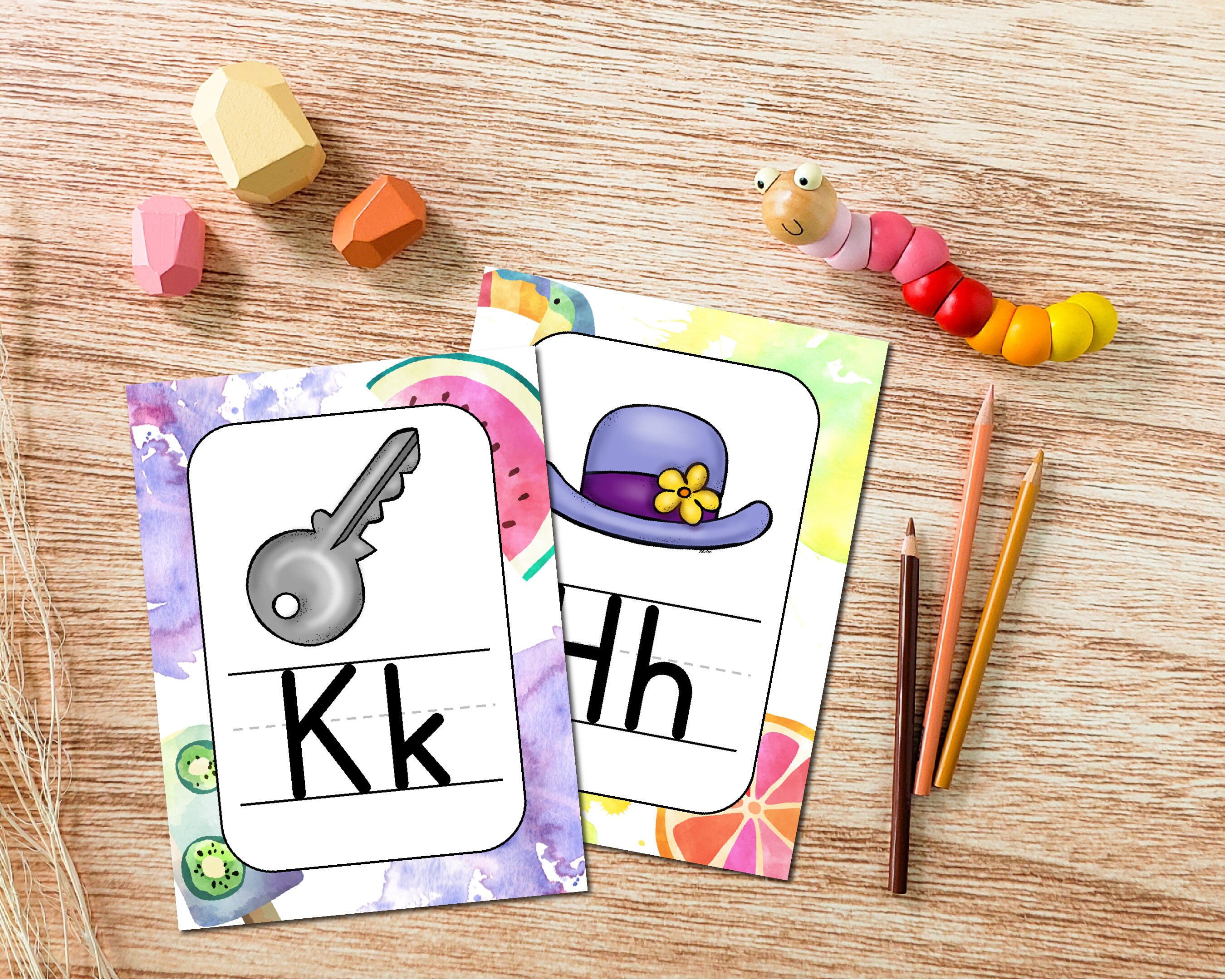 Watercolor Tropical Alphabet Preschool Printable Posters, Kindergarten ...