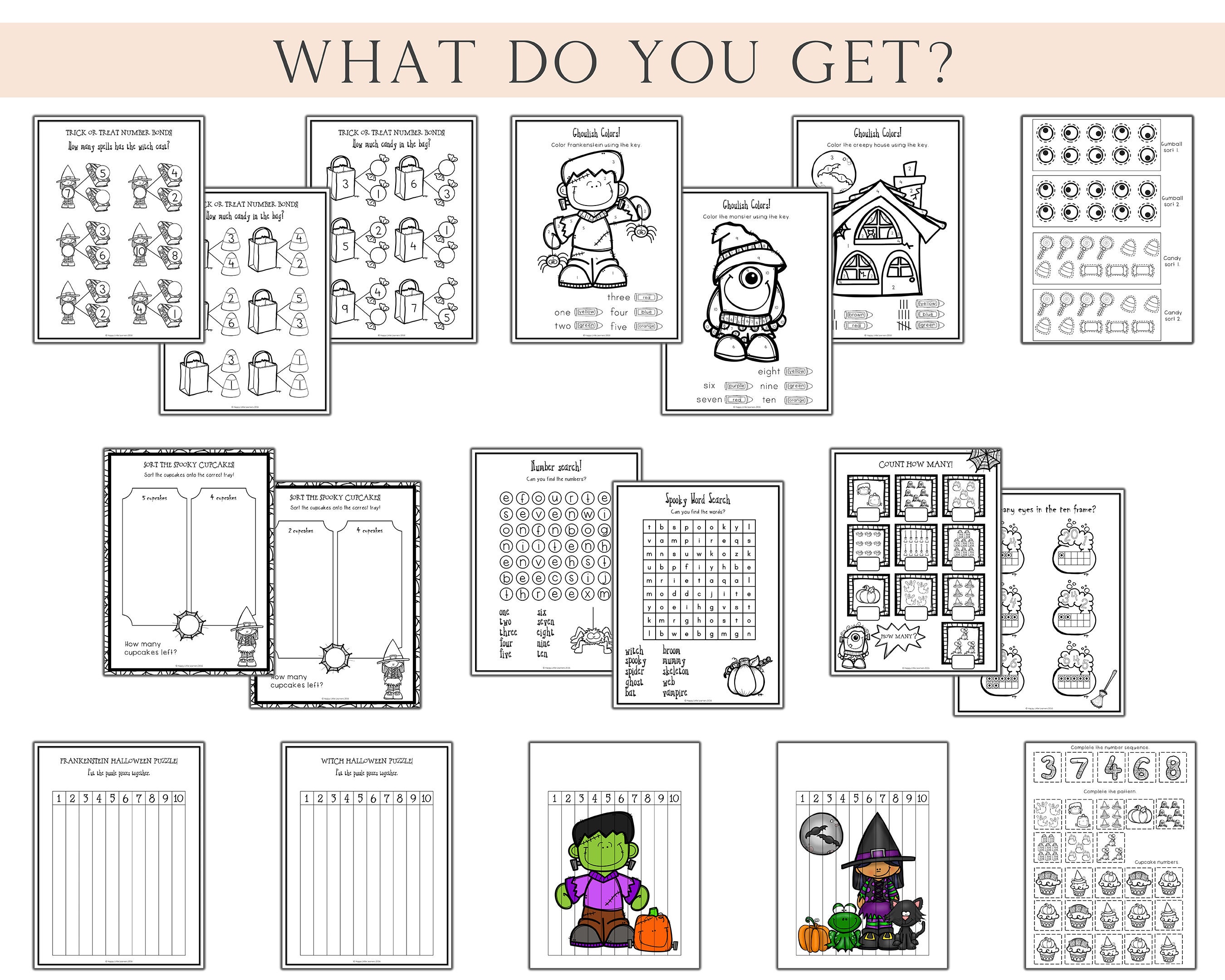 Halloween Activity Pages Printable Bundle, Holiday Preschool Prek ...