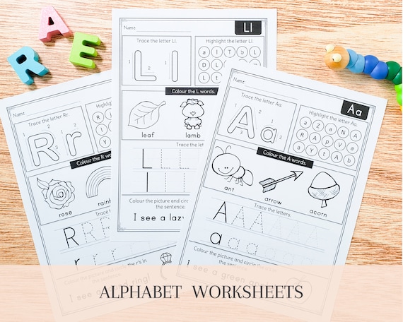 ABC Alphabet Worksheets Color and Draw ABC Printables | Etsy