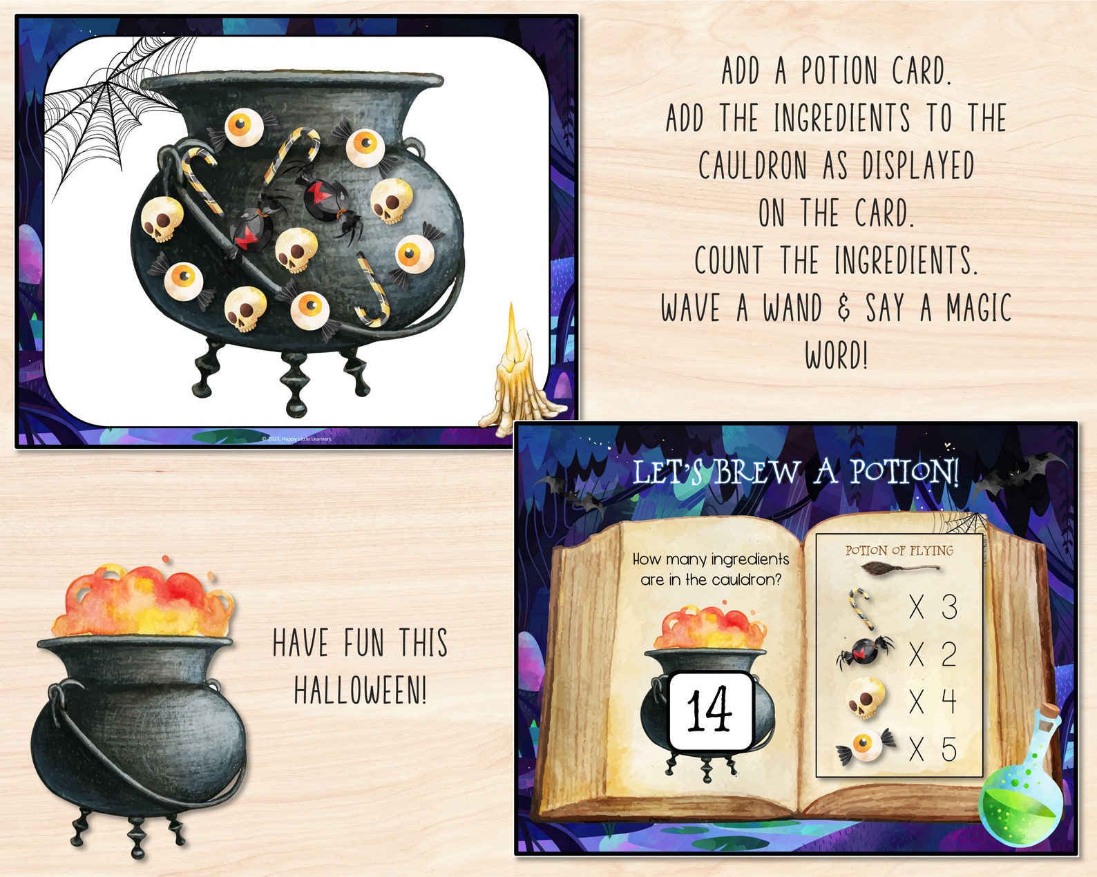 Halloween Potions Printable Toddler Activity, Halloween Spells Number ...