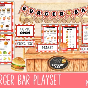 Burger Bar Pretend Play, Dramatic Play Printable, Pretend Printable ...