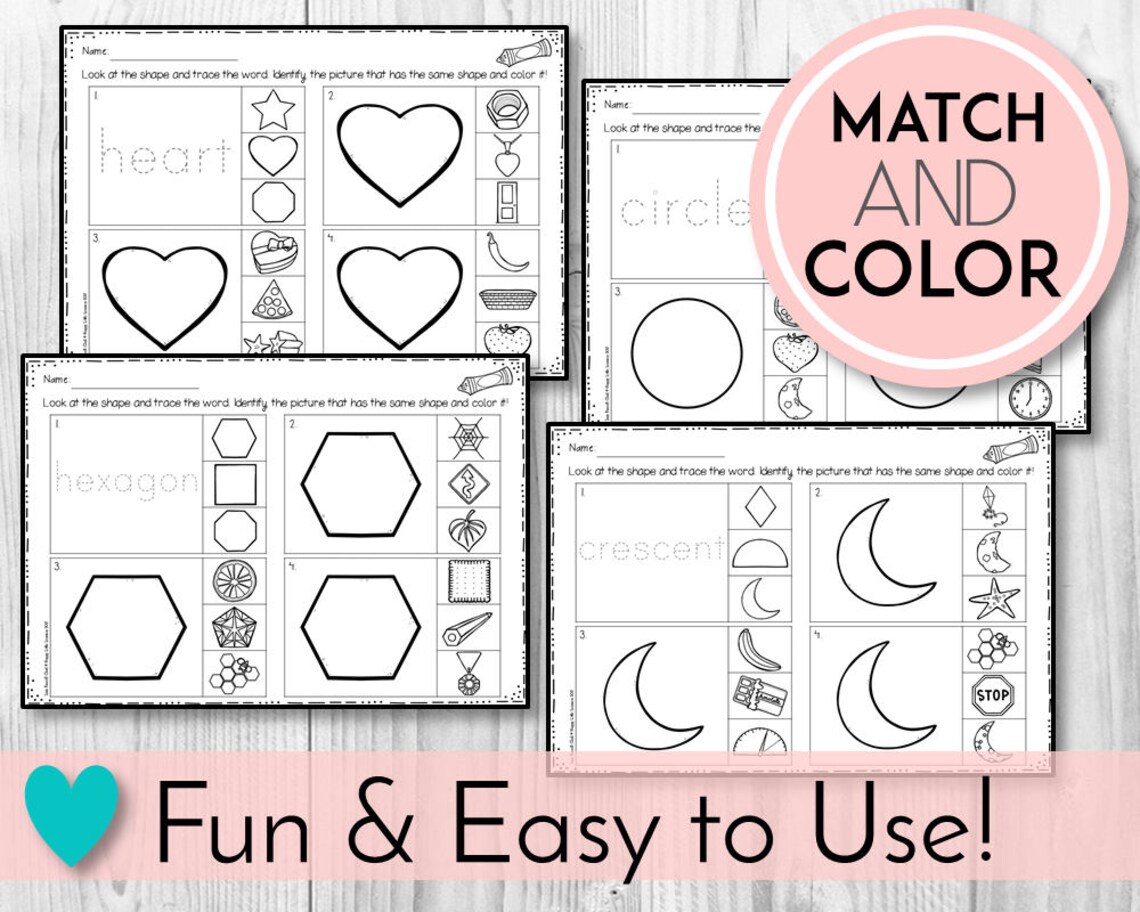 Teaching and Learning Activities. Shapes Worksheets, Colour by Shape ...