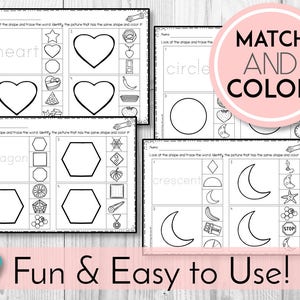 Teaching and Learning Activities. Shapes Worksheets, Colour by Shape ...