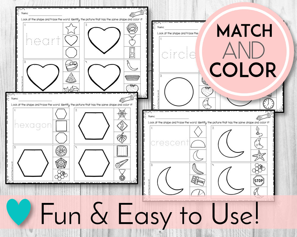 Teaching and Learning Activities. Shapes Worksheets, Colour by Shape ...