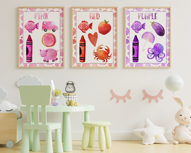 Watercolor Preschool Printables Colors Classroom Posters - Etsy