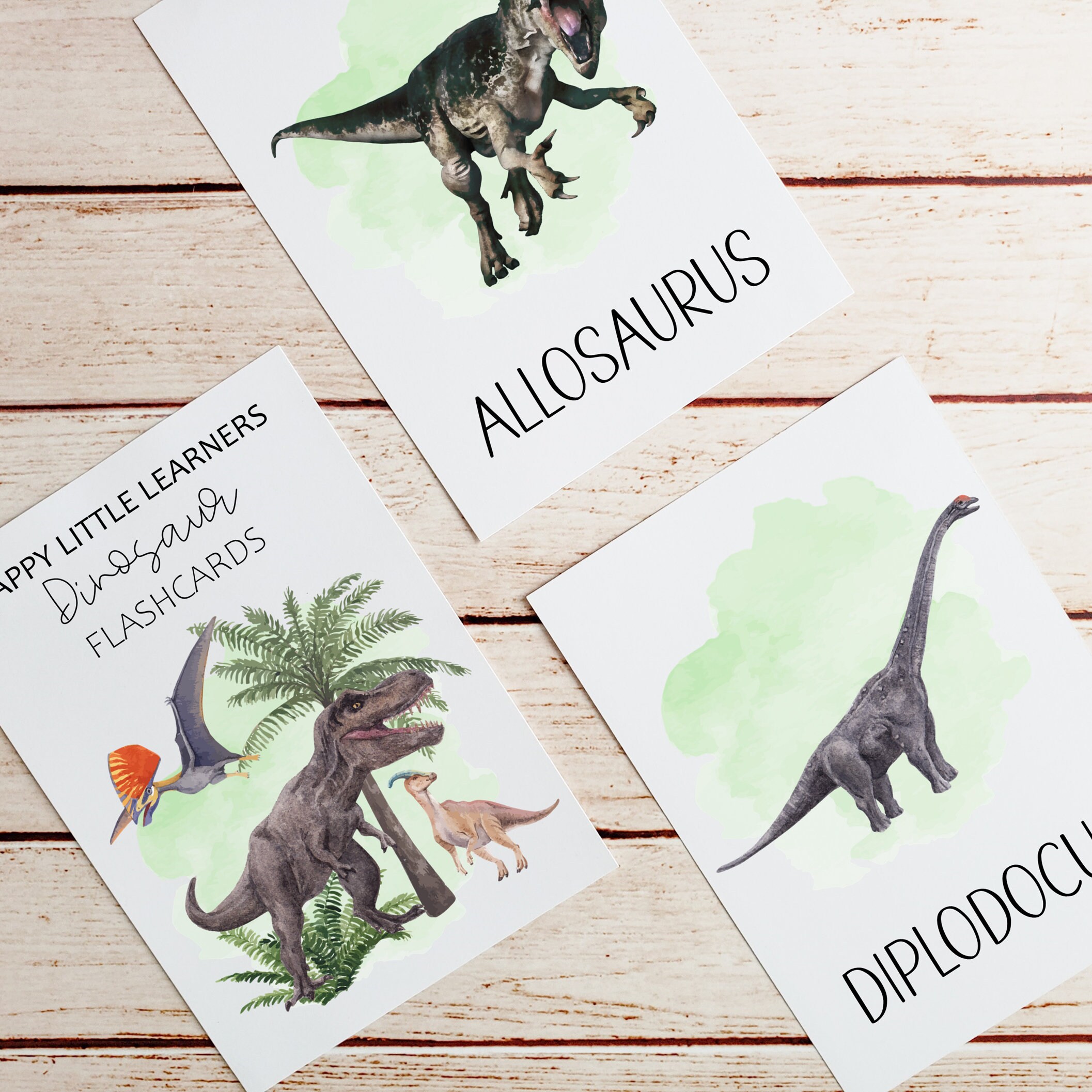Dinosaur Flashcards Preschool Printables, Watercolor Montessori Cards ...