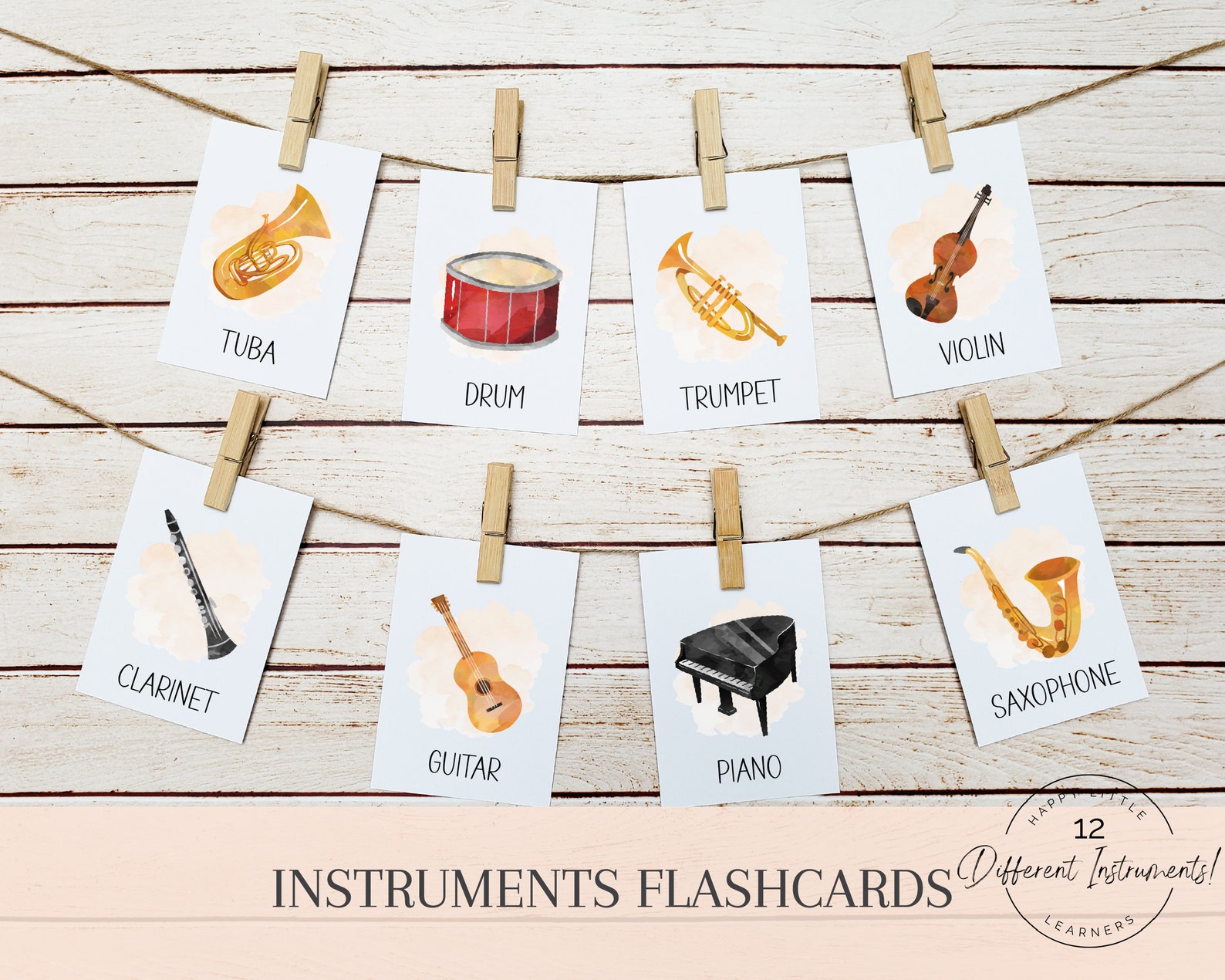 Musical Instruments Printable Flashcards Preschool - Etsy