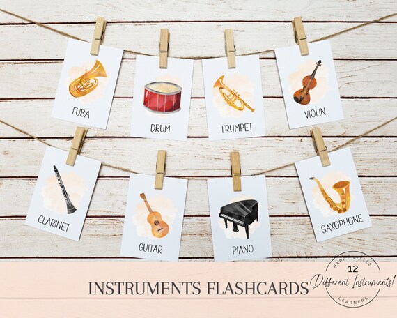 Musical Instruments Printable Flashcards Preschool - Etsy