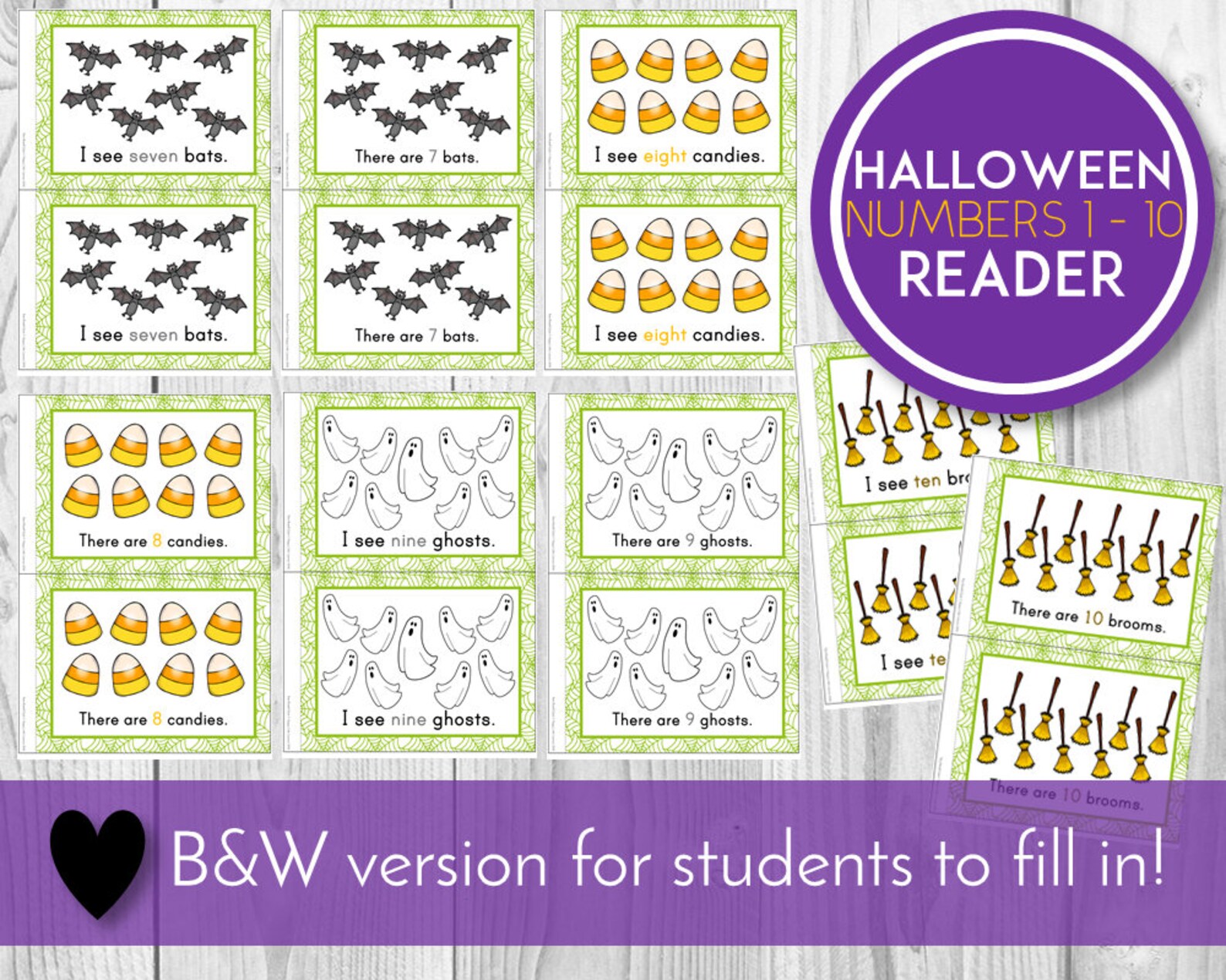 Halloween Emergent Reader, Numbers Book, Numbers 1 - 10, Learning ...