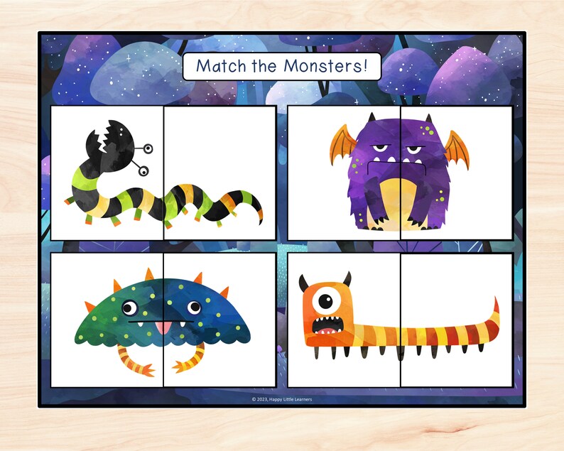 Halloween Matching Monsters Activity, Halloween Toddler Matching Game ...