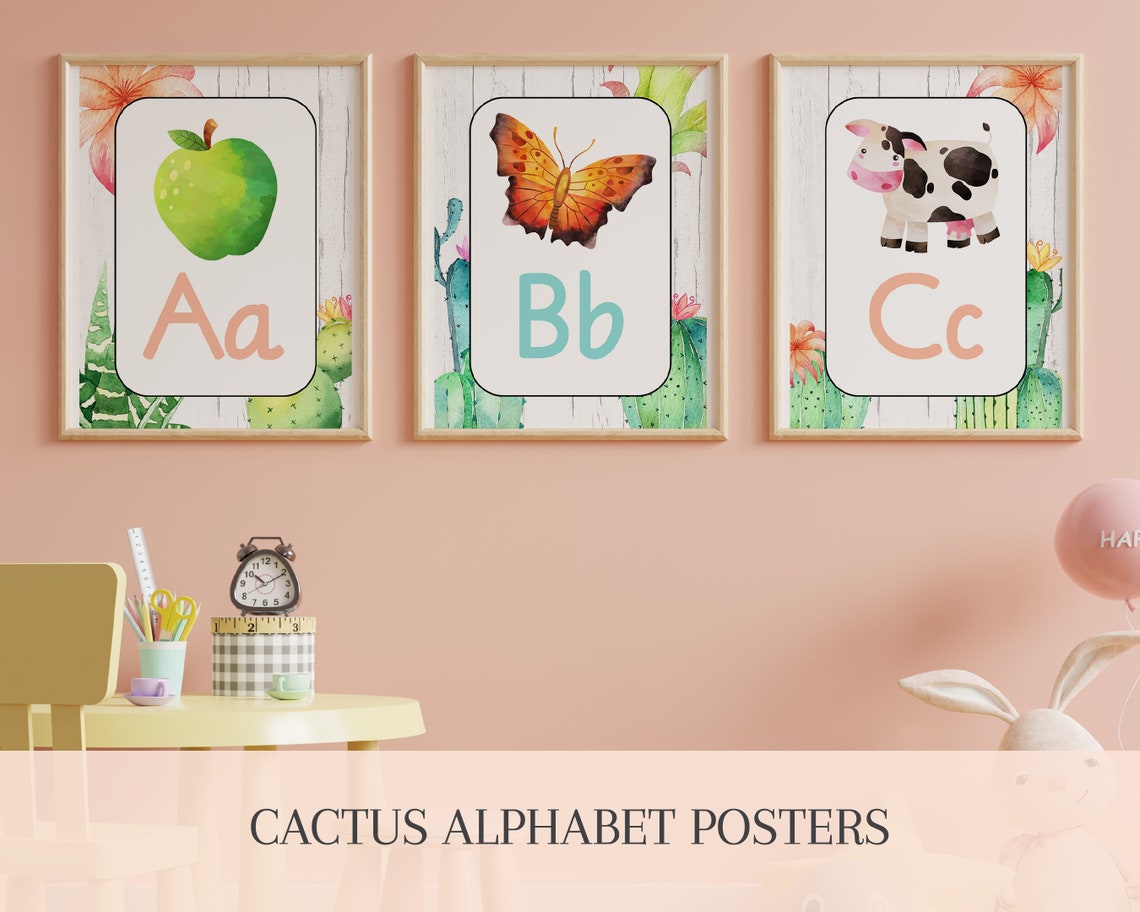 Watercolour Alphabet Preschool Printable Posters Kindergarten - Etsy