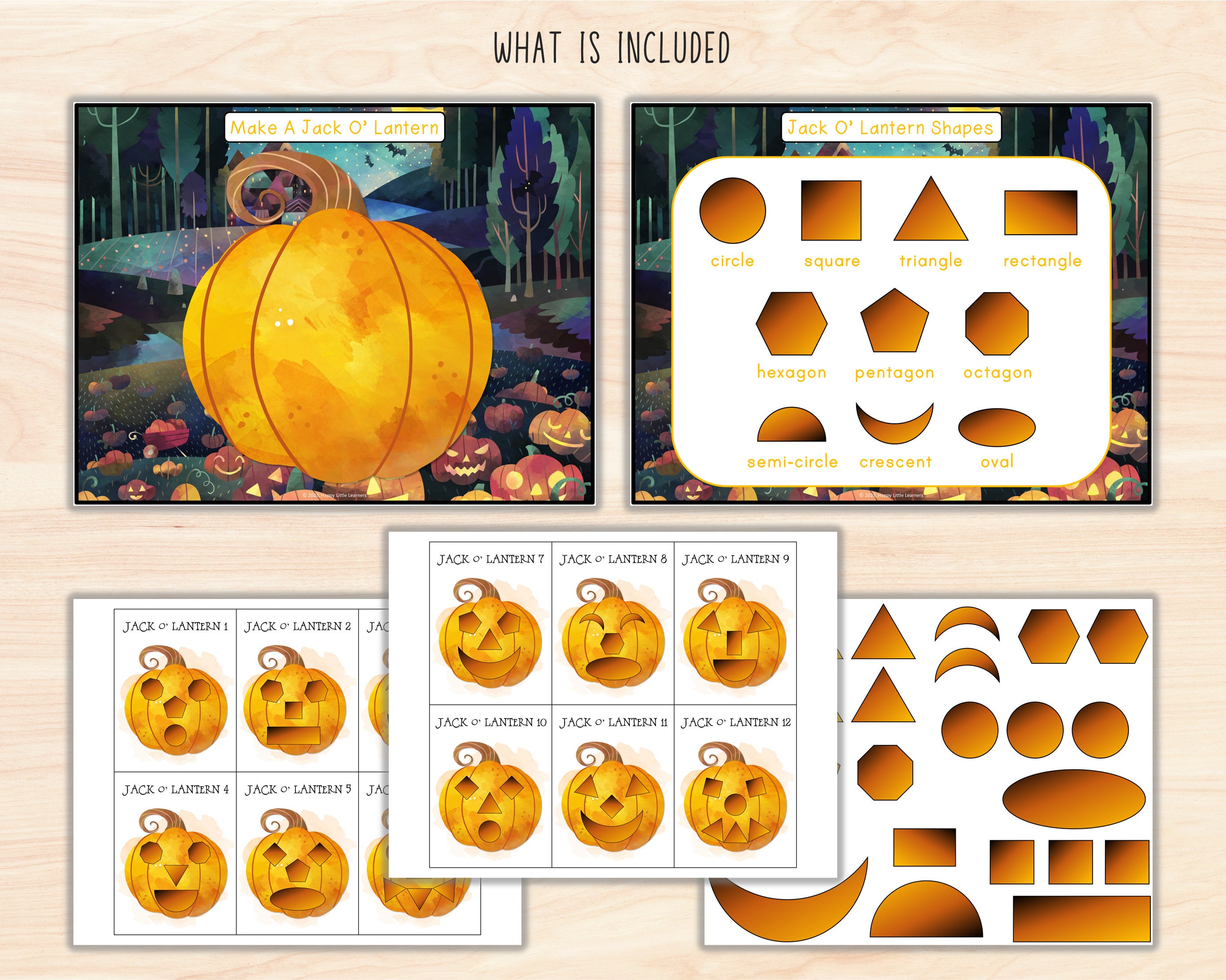 Halloween Shapes Jack O' Lantern Printable Toddler Activity, Halloween ...