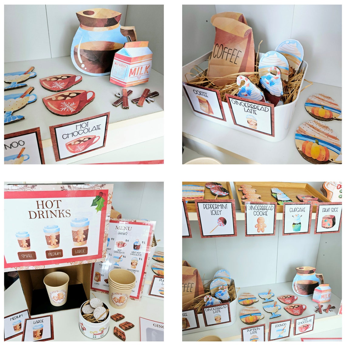 Christmas Gingerbread Bakery Dramatic Play, Printable Pretend Playset ...