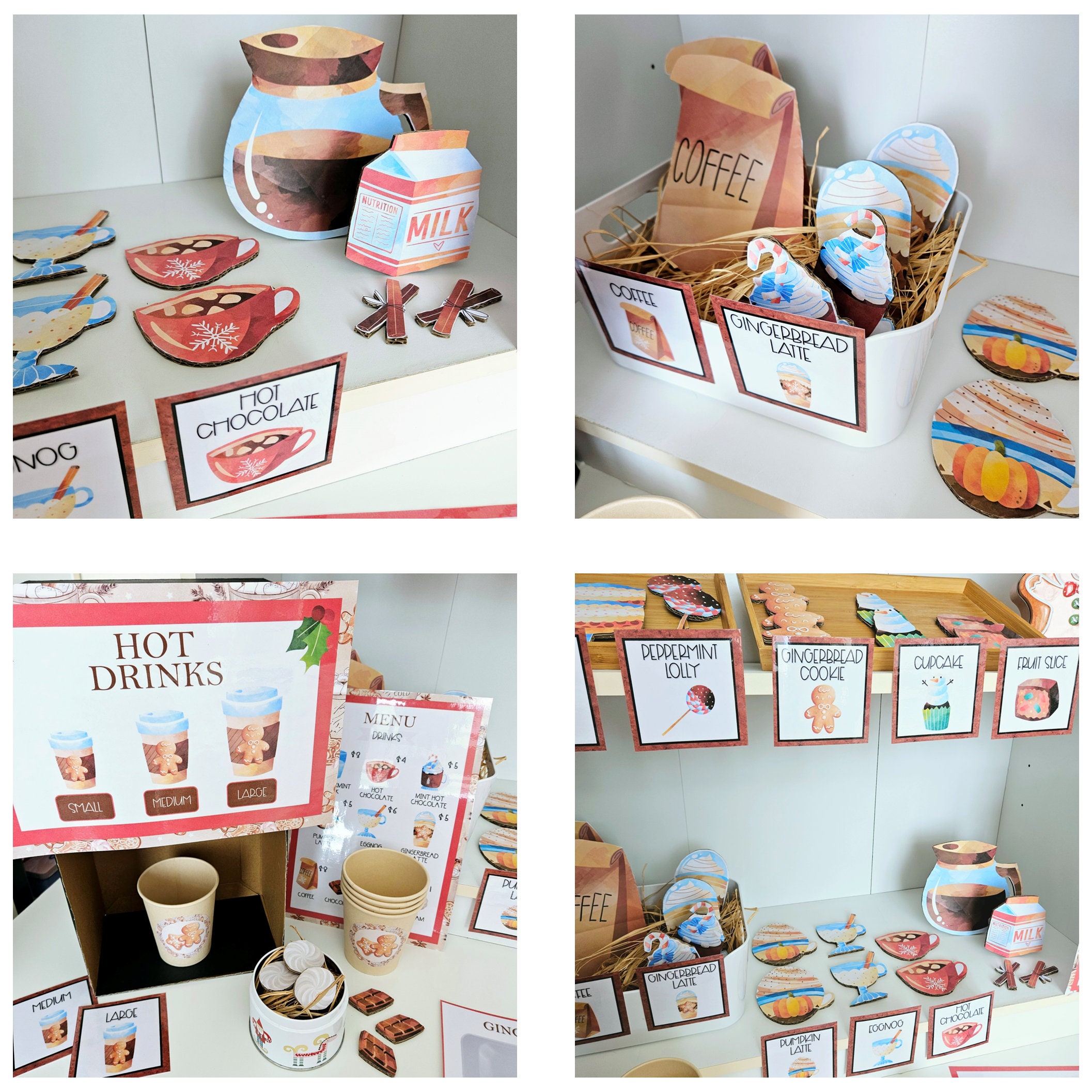 Christmas Gingerbread Bakery Dramatic Play, Printable Pretend Playset ...