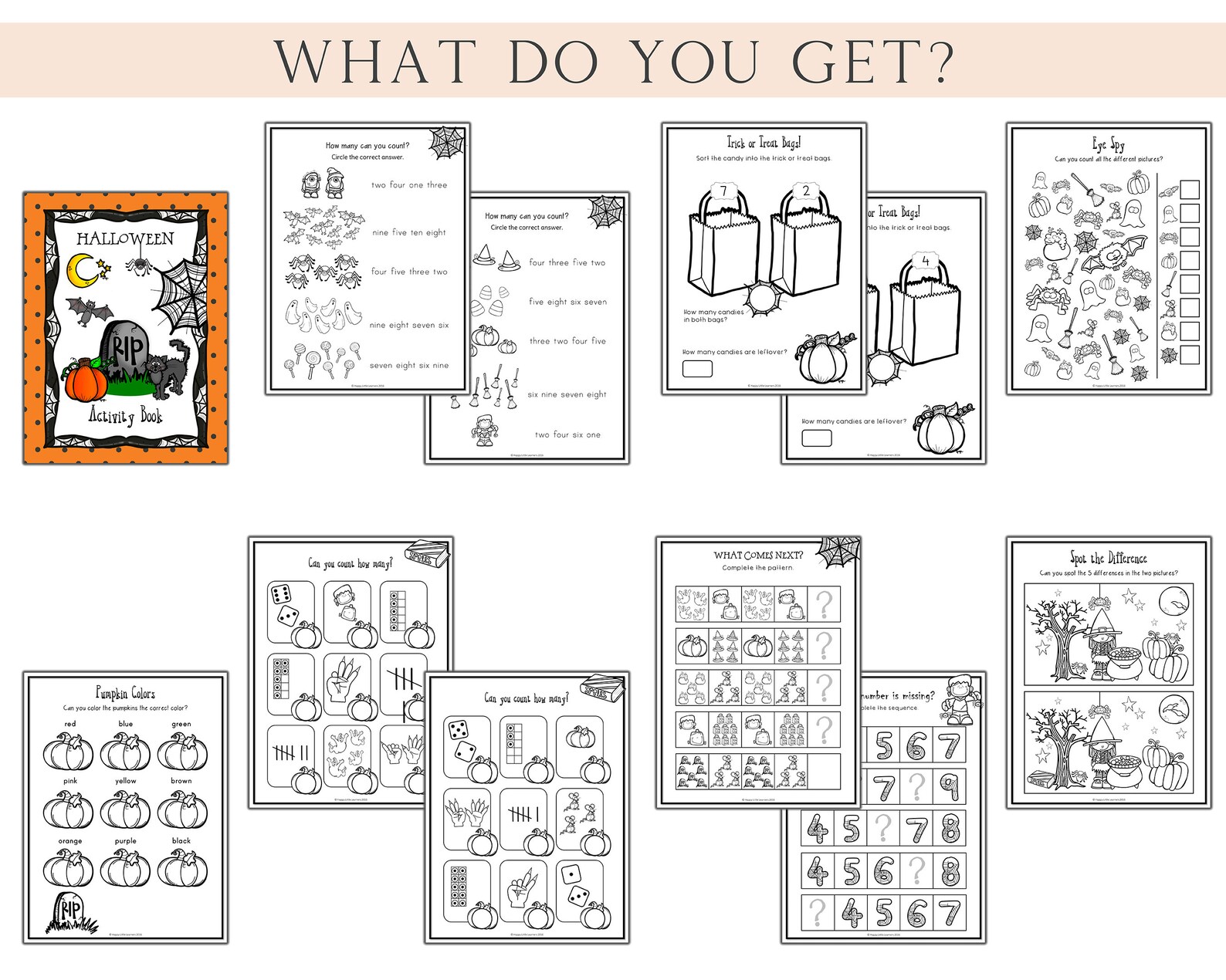 Halloween Activity Pages Printable Bundle, Holiday Preschool Prek ...