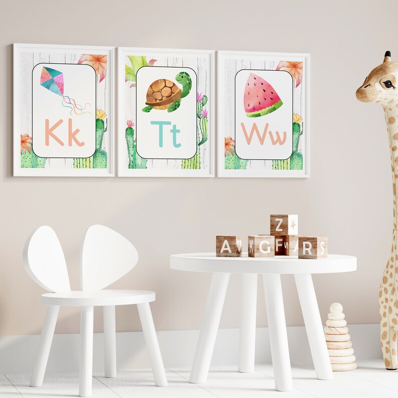 Watercolour Alphabet Preschool Printable Posters, Kindergarten ABC ...