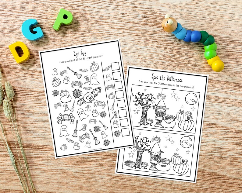 Halloween Activity Pages Printable Bundle, Holiday Preschool Prek ...