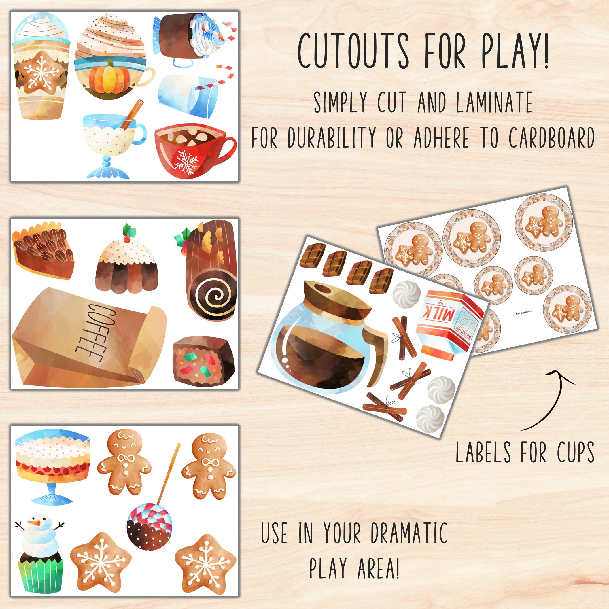 Christmas Gingerbread Bakery Dramatic Play, Printable Pretend Playset ...