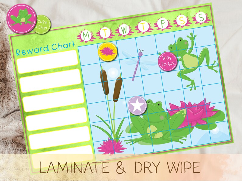 Frog Lily Chore Chart Toddler Reward Chart Kids Routine Responsibility ...