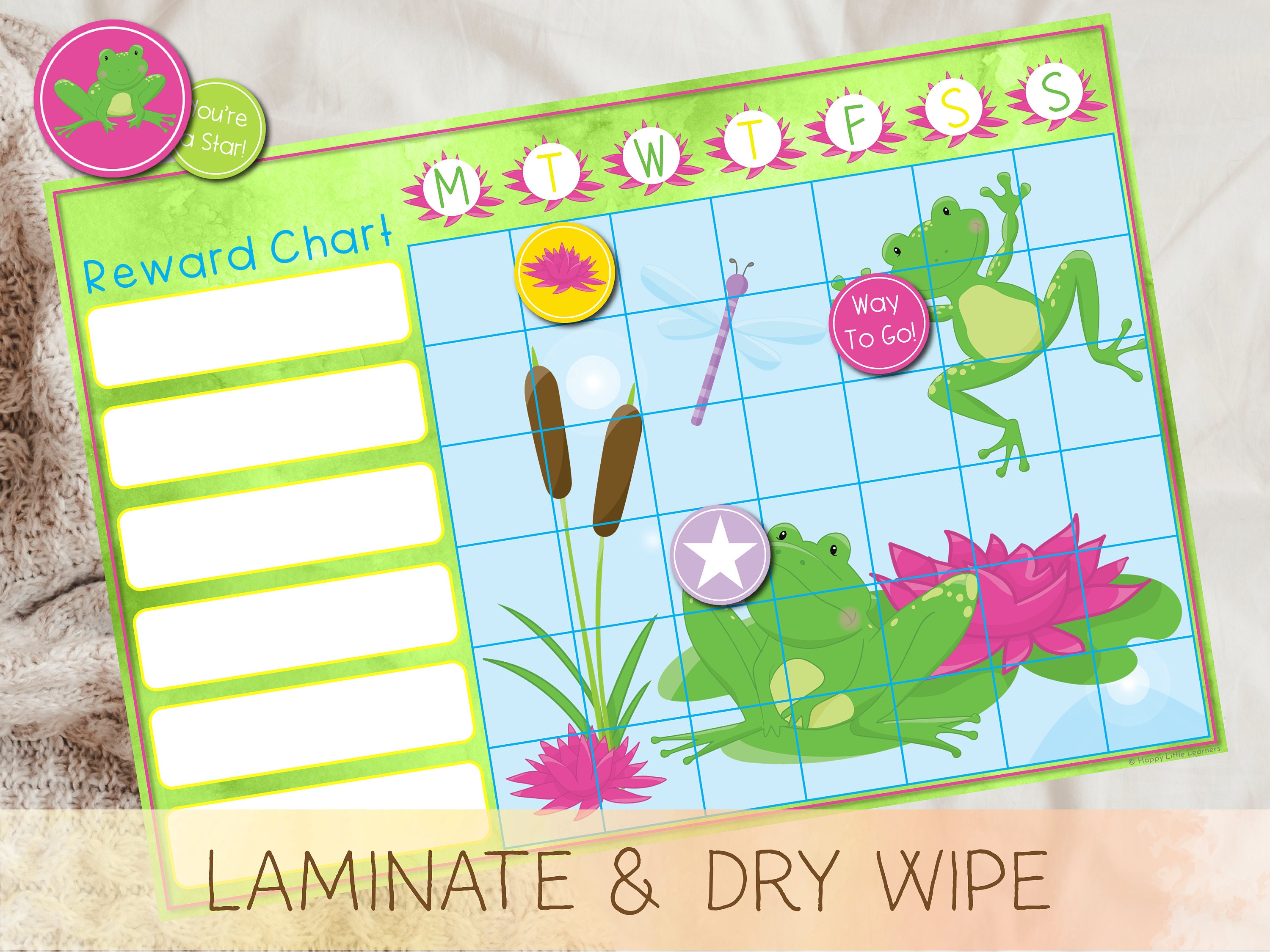 Frog Lily Chore Chart Toddler Reward Chart Kids Routine Responsibility ...