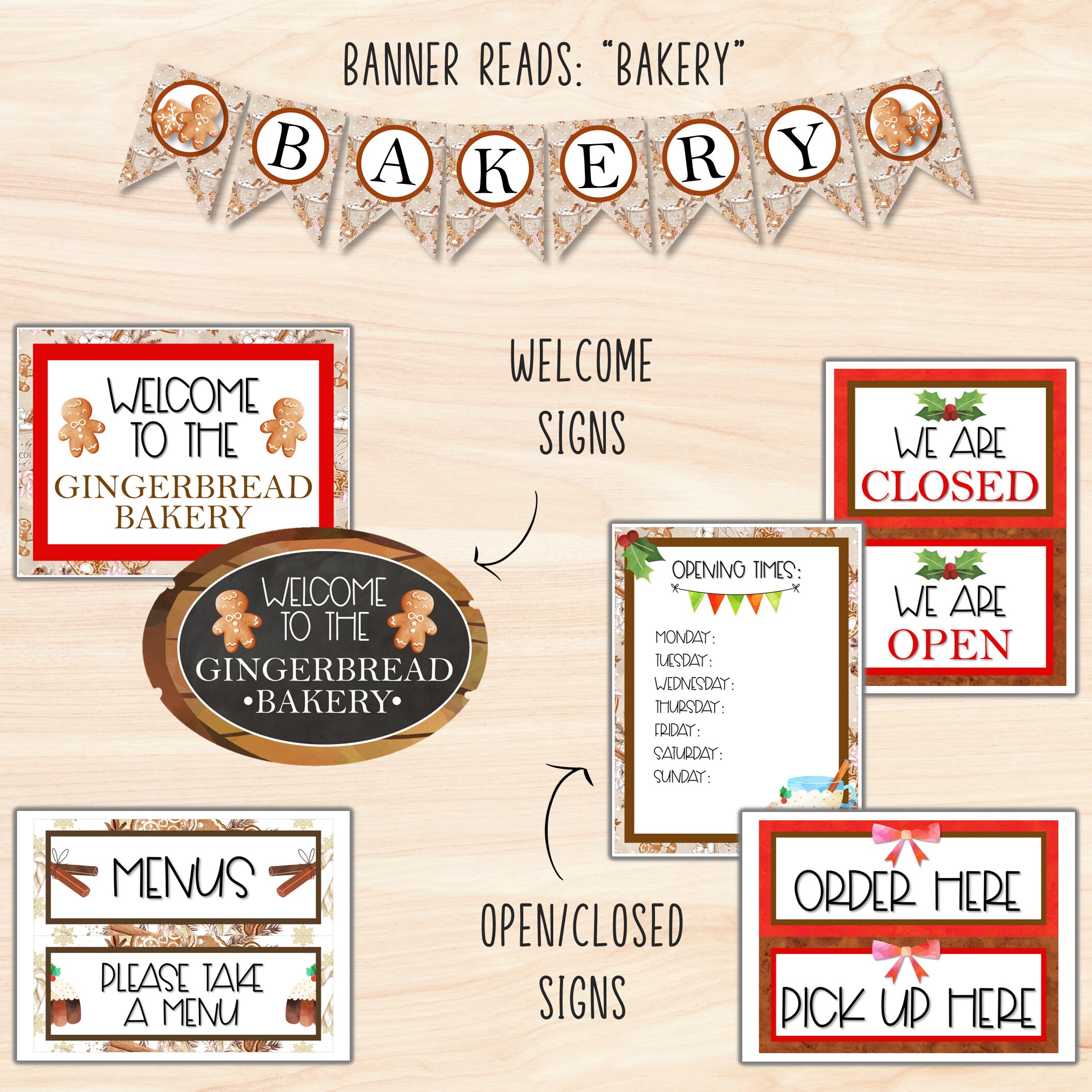 Christmas Gingerbread Bakery Dramatic Play, Printable Pretend Playset ...