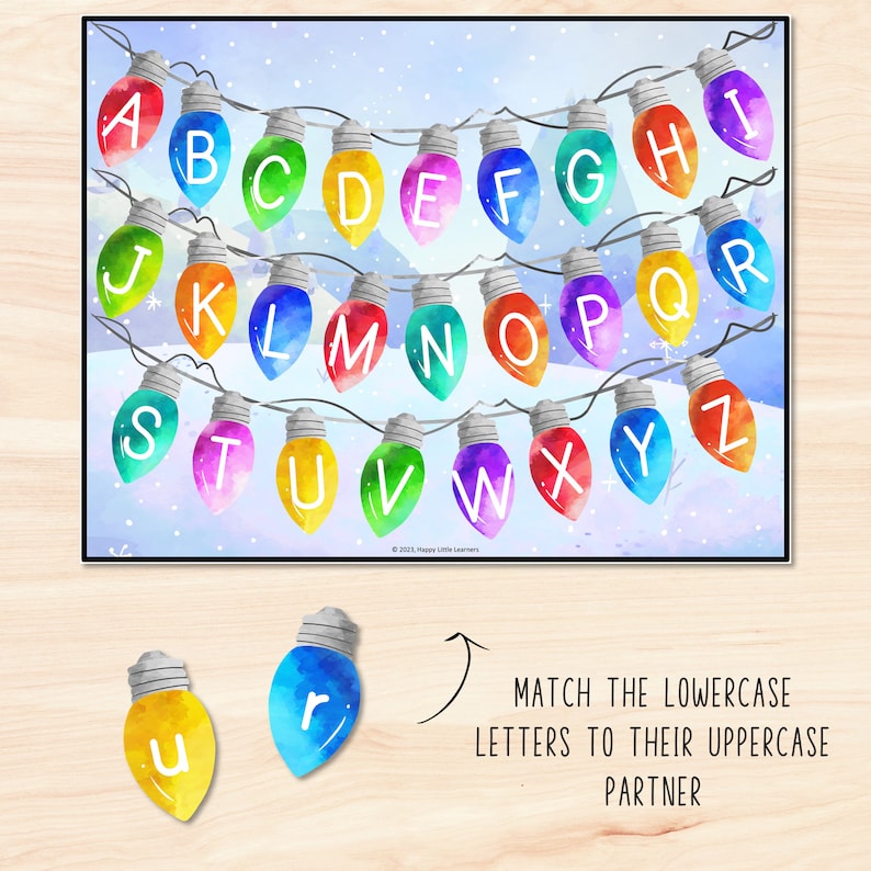 Christmas Lights Alphabet Matching Activity, Holiday Lights ABC ...