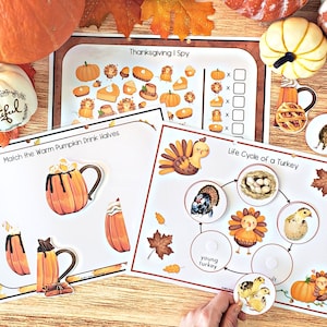 Thanksgiving Busy Book Printable, Toddler Homeschool Learning Binder ...