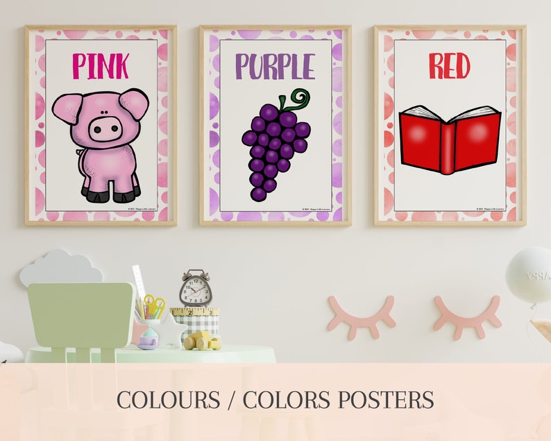 Watercolor Preschool Printable Classroom Color Posters - Etsy