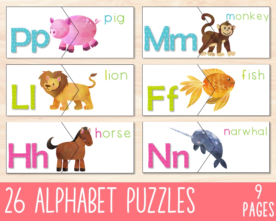 Printable Alphabet Puzzle, Animals ABC Printable Activity, Toddler ...