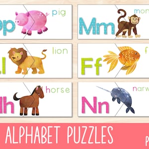 Printable Alphabet Puzzle, Animals ABC Printable Activity, Toddler ...
