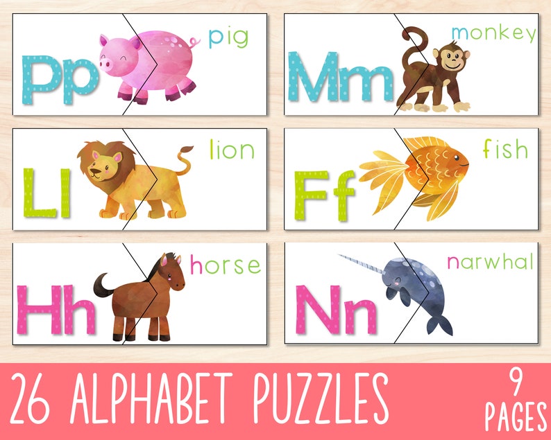 Printable Alphabet Puzzle, Animals ABC Printable Activity, Toddler ...