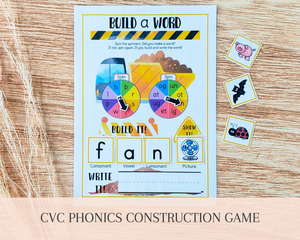 CVC Printable Reading Game, Beginning Phonics Sight Word Practice, Busy ...