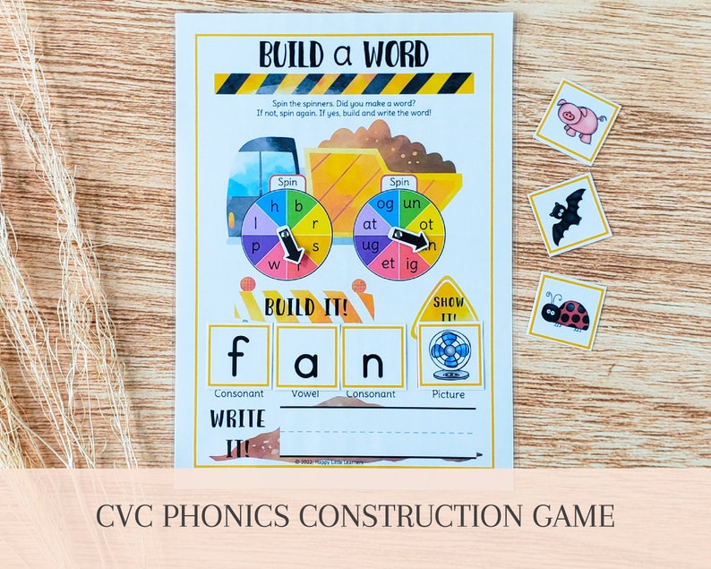 CVC Printable Reading Game, Beginning Phonics Sight Word Practice, Busy ...