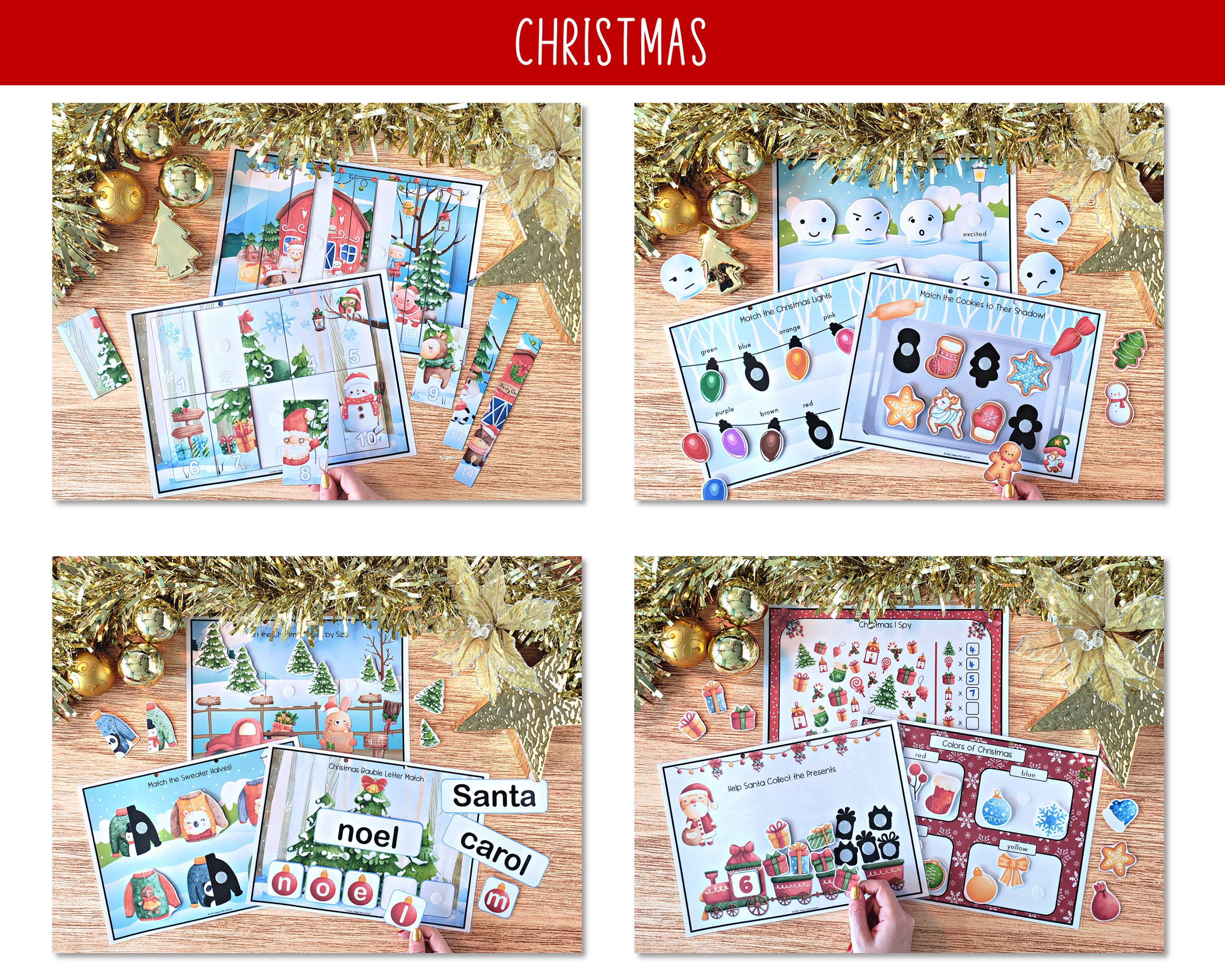 Holiday Busy Book Printables Set of 3 Homeschool Toddler Busy - Etsy