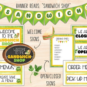 Sandwich Shop Dramatic Play, Sub Shop Pretend Play Set Printable, Cafe ...