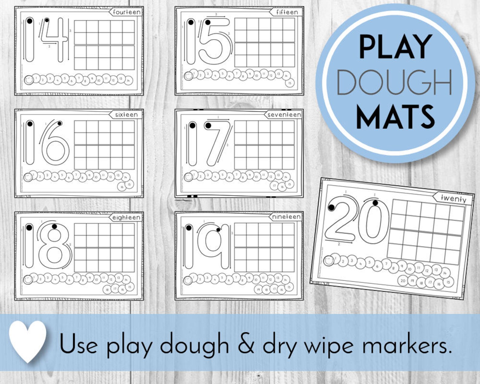 Numbers 1 - 20 Play Doh Mats, Printable Counting Numbers Worksheet ...