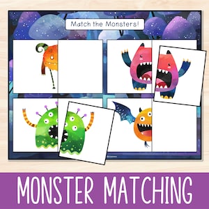 Halloween Matching Monsters Activity, Halloween Toddler Matching Game ...