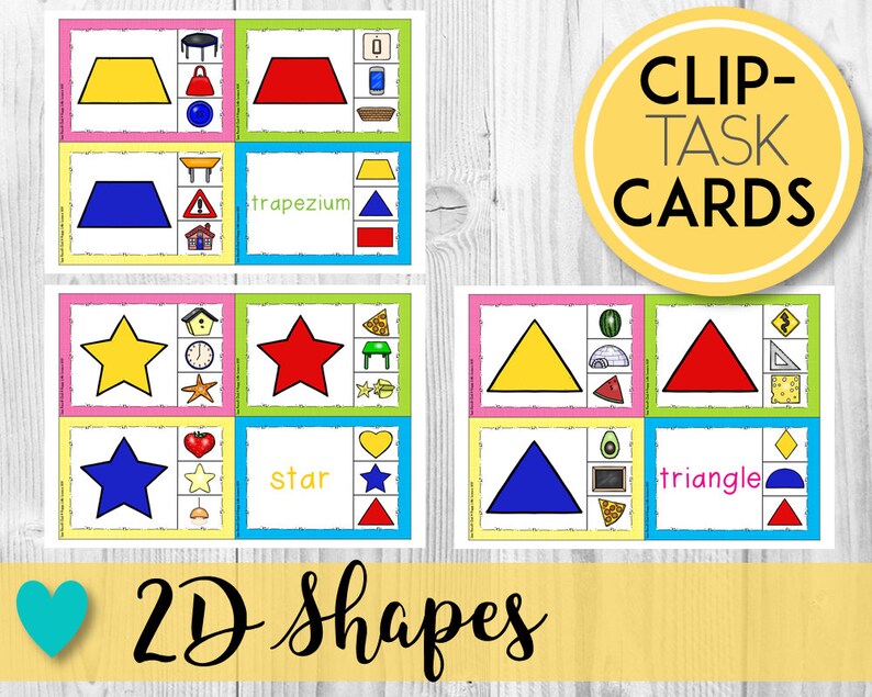 Teaching and Learning Activities. Shapes With Picture Match Clip Cards ...