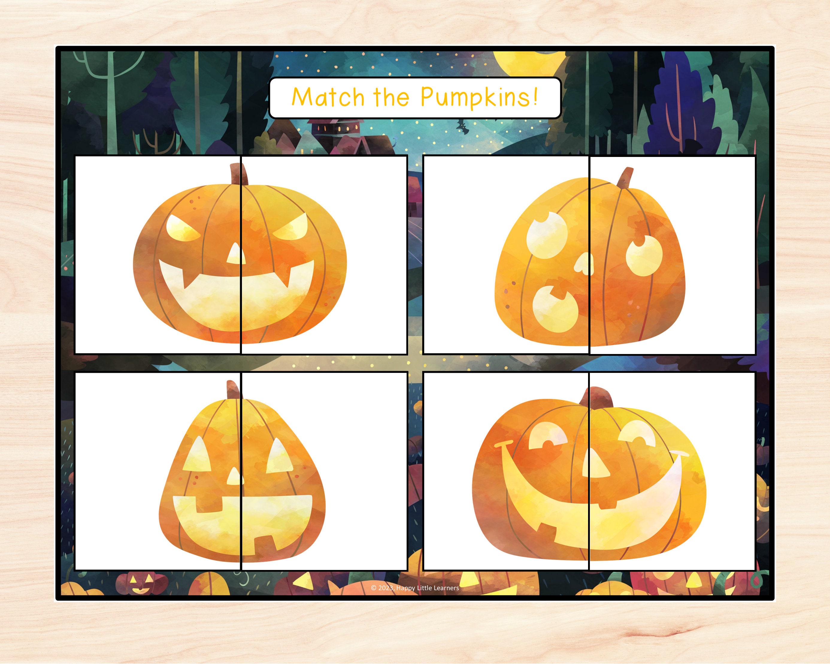 Halloween Pumpkin Toddler Matching Activity, Preschool Kids Jack O ...