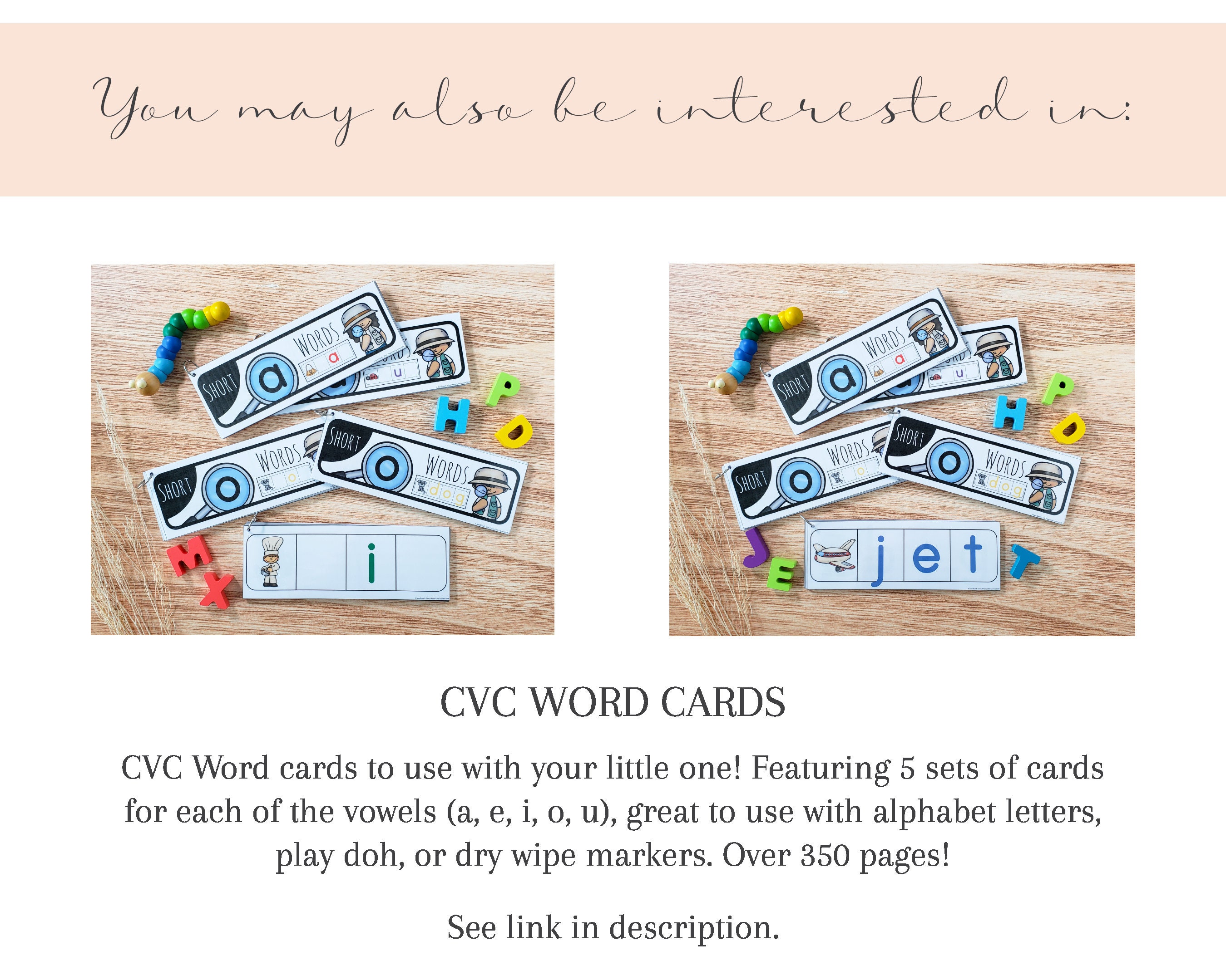 CVC Word Family Preschool Printables Phonics Mats, Kindergarten Kids ...