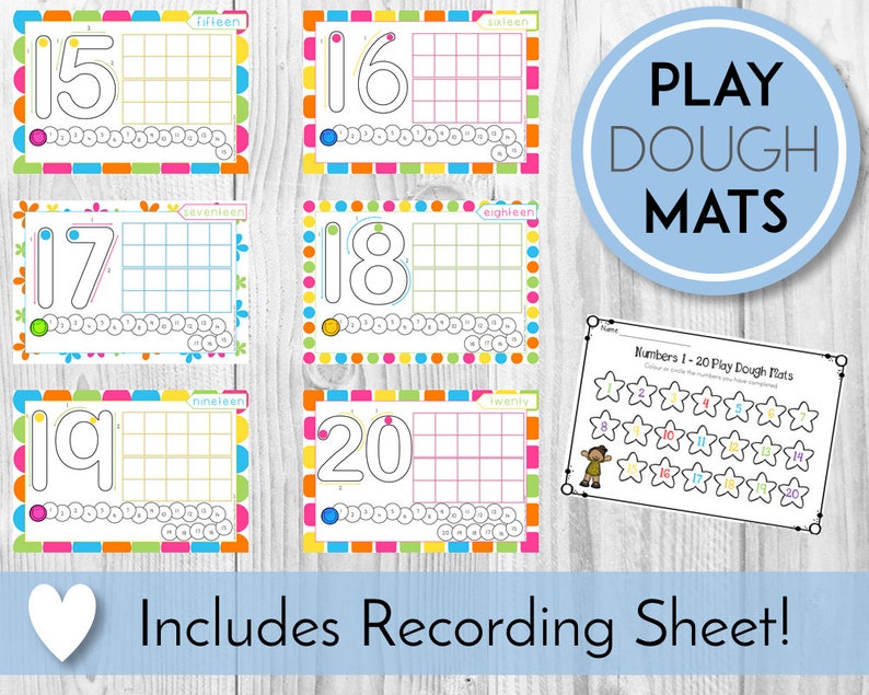 Numbers 1 20 Play Doh Mats Printable Counting Numbers - Etsy UK