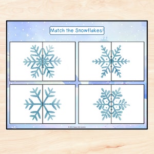 Winter Snowflake Matching Activity, Holiday Snowflake Match, Toddler ...