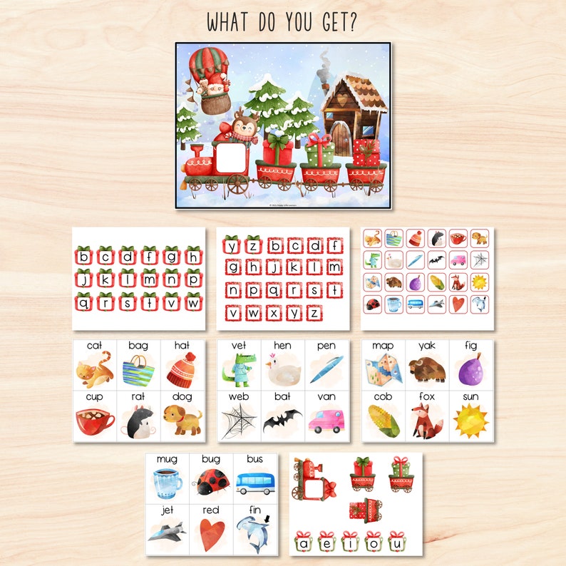 Christmas Train CVC Words Toddler Matching Activity, Prek Kids Fun ...