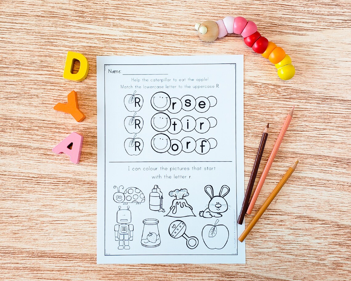 Alphabet Preschool Printable Worksheets ABC Match and Color | Etsy