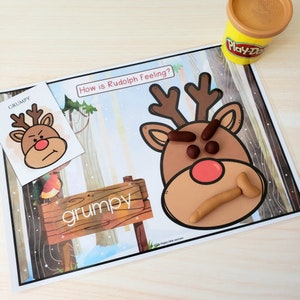 Christmas Rudolph Emotions Toddler Matching Activity, Prek Kids Fun ...
