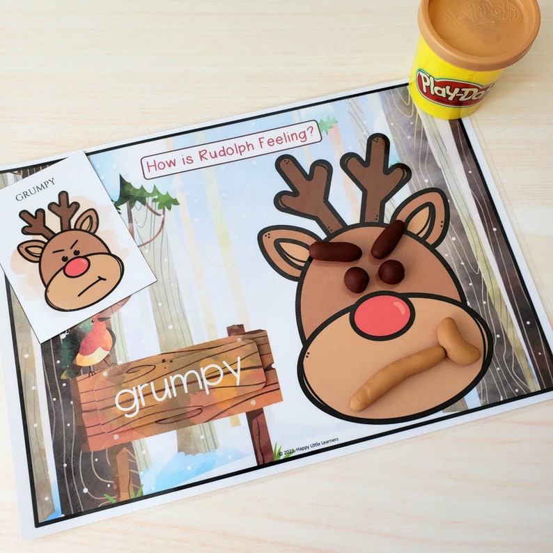 Christmas Rudolph Emotions Toddler Matching Activity, Prek Kids Fun ...
